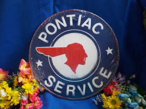 ROUND RETRO STYLE PONTIAC SERVICE TIN / METAL SIGN - 30 cm W NEW IN ...