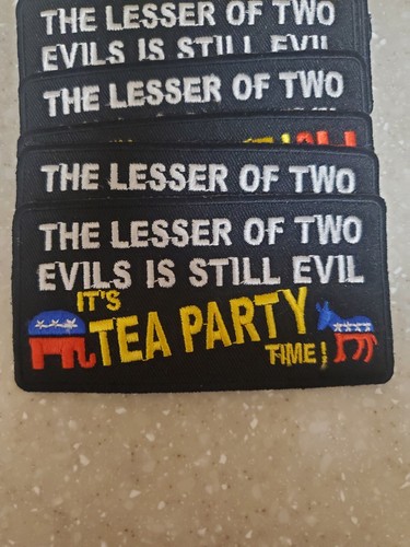 BIKER PATCH "IT'S TEA PARTY TIME" RED/WHT/BLUE NEW NICE | eBay