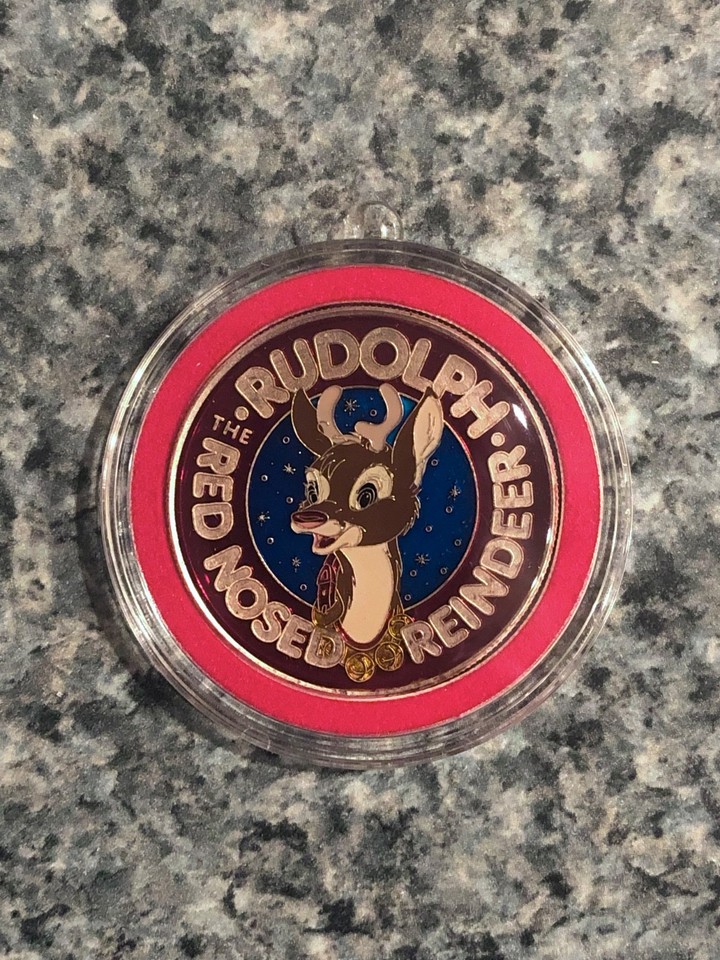 Rudolph The Red Nosed Reindeer 1oz .999 FS Colorized Enamel Round RARE ...