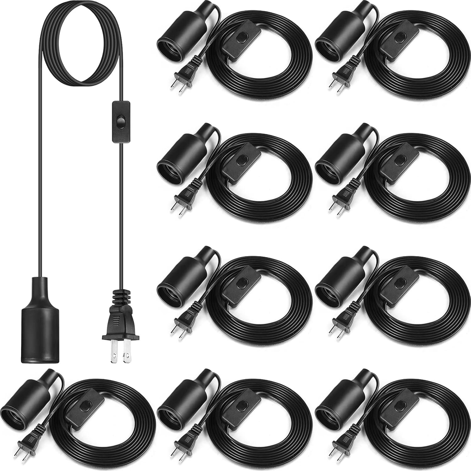 10 Pack Hanging Light Cord Pendant Light Cord with Switch Light Socket ...