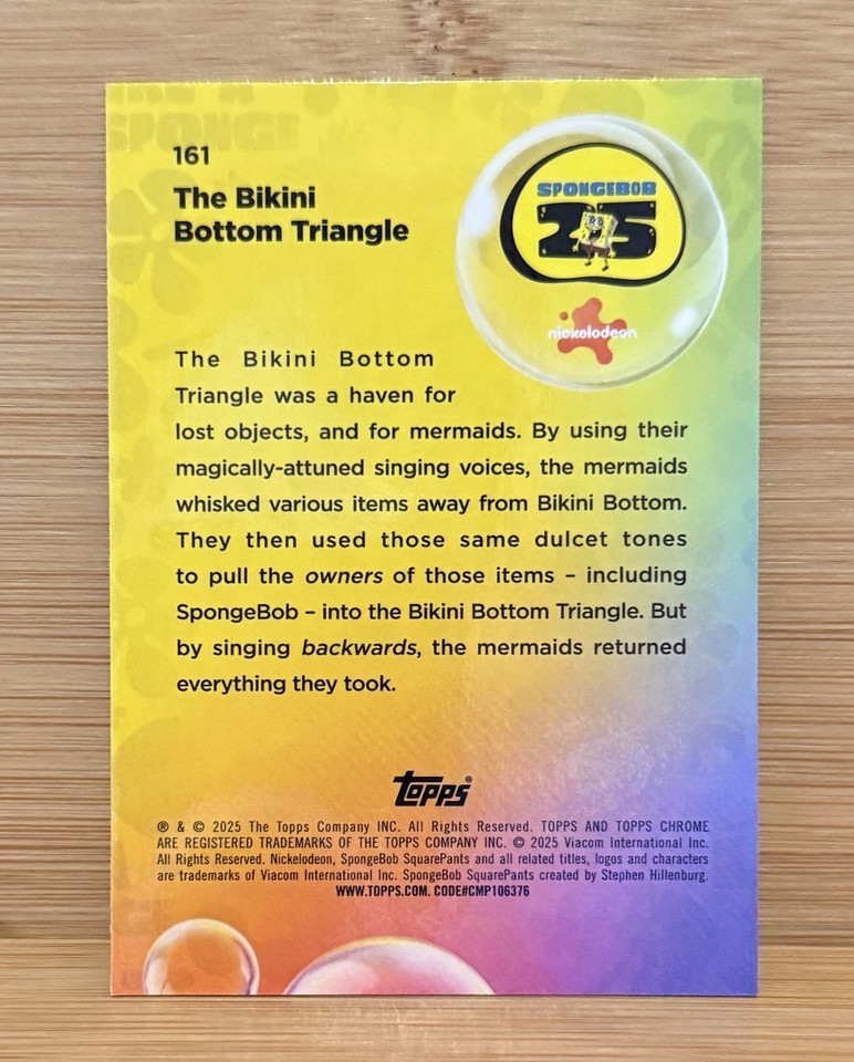 2025 Topps SpongeBob 25th Ann. "Bikini Bottom Triangle" Blue Refractor ...