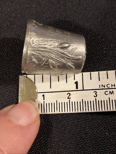 Two Pewter Thimbles. England And South Dakota Bison Bird Mountains | eBay