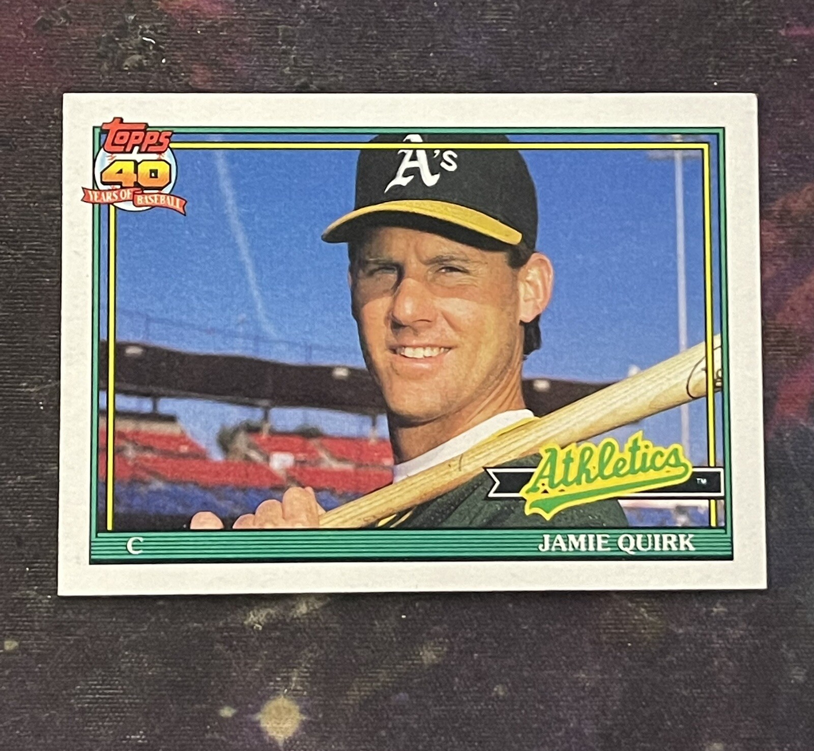 TOPPS 1991 MLB JAMIE QUIRK #132 CATCHER OAKLAND ATHLETICS BASEBALL CARD ...