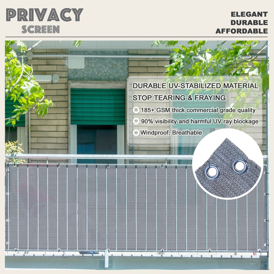 3', 4', 5', 6' Tall Balcony Fence Privacy Screen | Windshield Shade for ...
