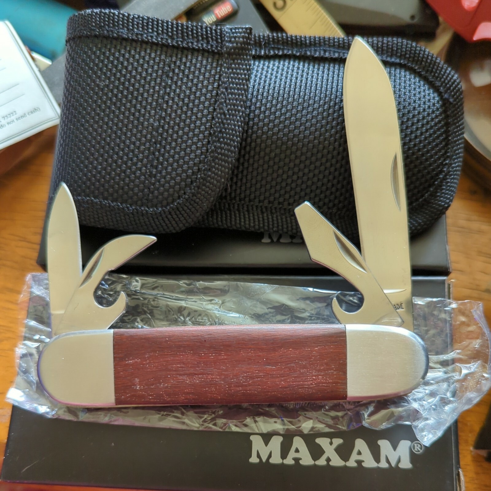 LOT OF 3 MAXAM KNIVES KNIFE NIB BLACK NYLON SHEATH BRAND NEW THREE ...