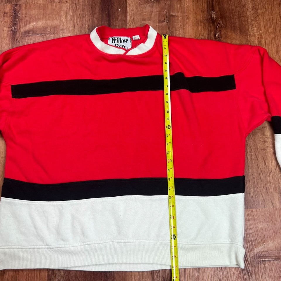 Vtg Willow Bay Color Block Sweater Pullover Red White Black Knit ...