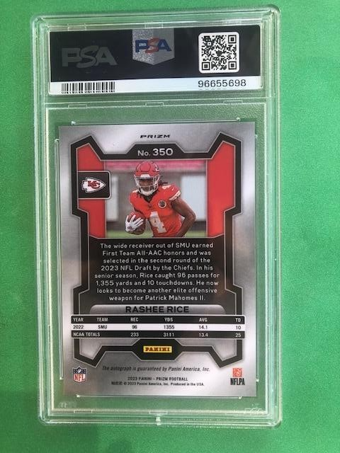 2023 PRIZM AUTOGRAPH #350 RASHEE RICE - CHIEFS - ROOKIE - GEM MINT PSA ...