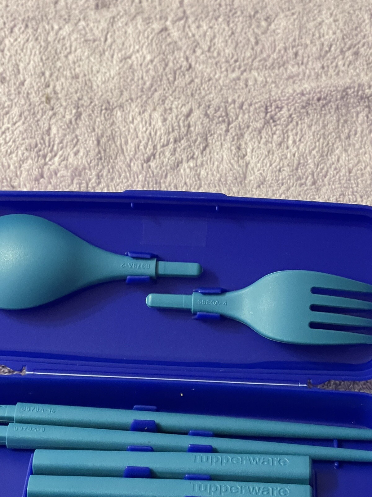 Tupperware Chopsticks & Cutlery Set with Case Fork Spoon Brand New Blue ...