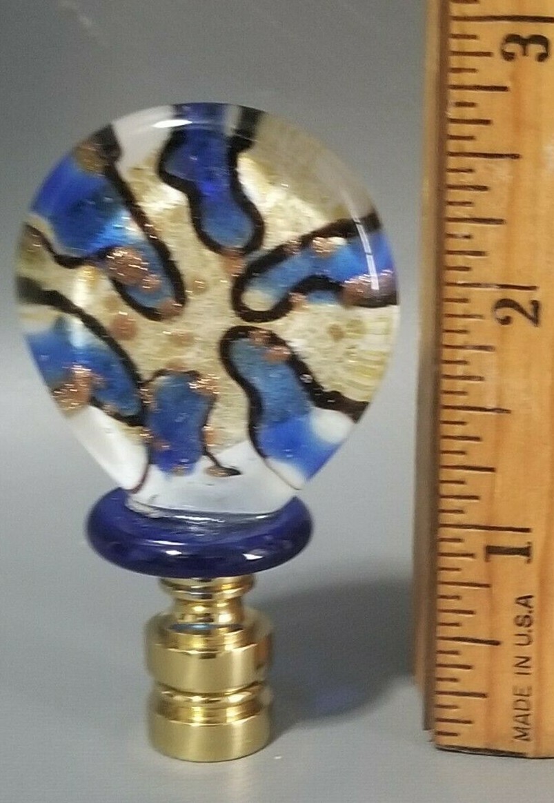 Glass Lamp Finials New: Modern Art Deco Round Amber Glass Lamp Finial
