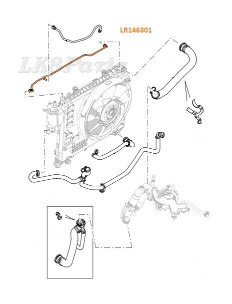 Land Rover Range Sport Discovery 5 Range Radiator Water Hose LR146301 ...