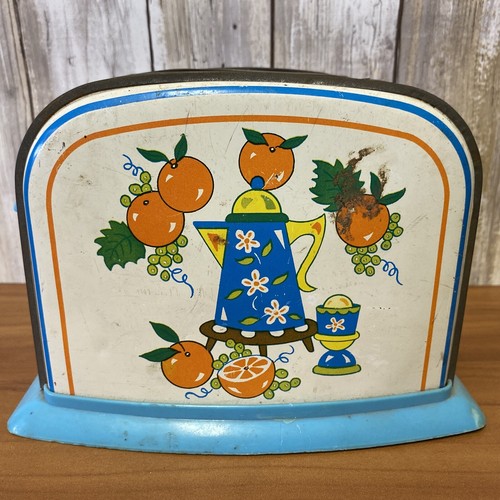 Vintage Metal Toy Toaster with Coffee Pot and Oranges Print | eBay