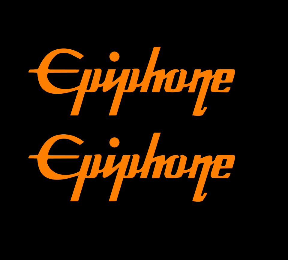 Pair Epiphone Guitar Logo 6" Wide White Vinyl Decal Sticker | eBay
