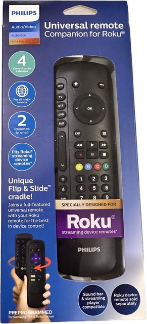 Philips Universal Companion Remote for Roku Control up to 4 Devices for ...