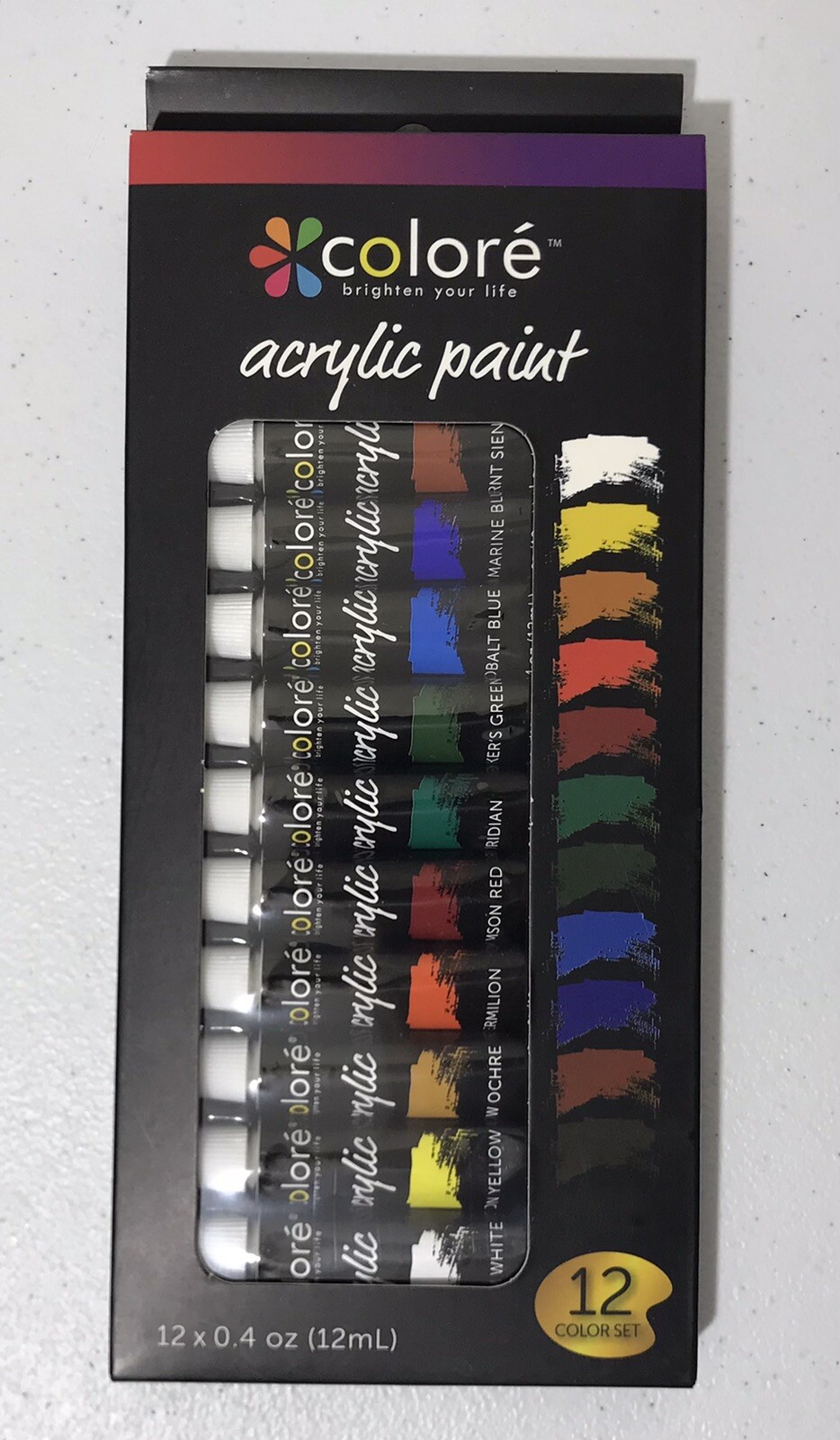 Acrylic 12 Color Paint Set 12ml Tubes Artist Draw Painting Pigment ...