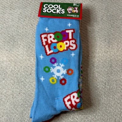 Froot Loops Cereal Socks 2 Pairs NWT Fun Cute Gift Blue White Fits ...