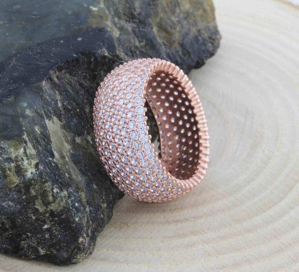 925 Sterling Silver Turkish Handmade 7 Row Eternity Ring | eBay