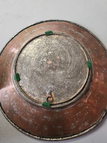 Large Copper Serving Tray Platter 18" Decor Vintage Patina w/mugs | eBay