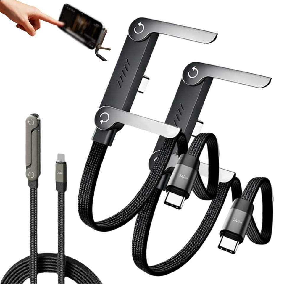 240W Braided Fast Charge Cable with Built-in Phone Stand,T-Shaped ...