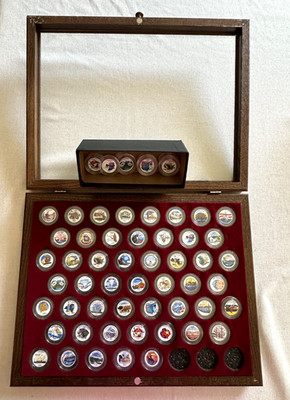 COLORIZED Quarter 50 States Coin FULL SET with Wooden Display Box, 5 ...