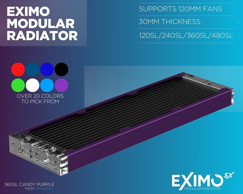 PrimoChill 360SL (30mm) EXIMO Modular Radiator, Black POM, 3x120mm ...
