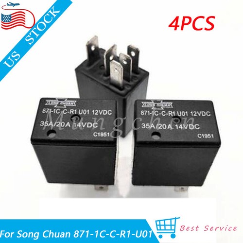 4x For Song Chuan 12V 871-1C-C-R1-U01 Micro 280 SPDT 20/35A Relay SPDT ...