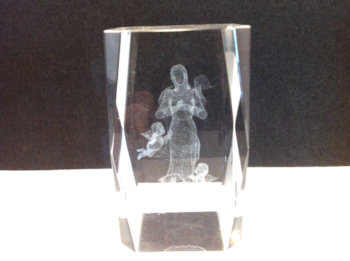 NOS Glass Etched Angels Paperweight with Case | eBay