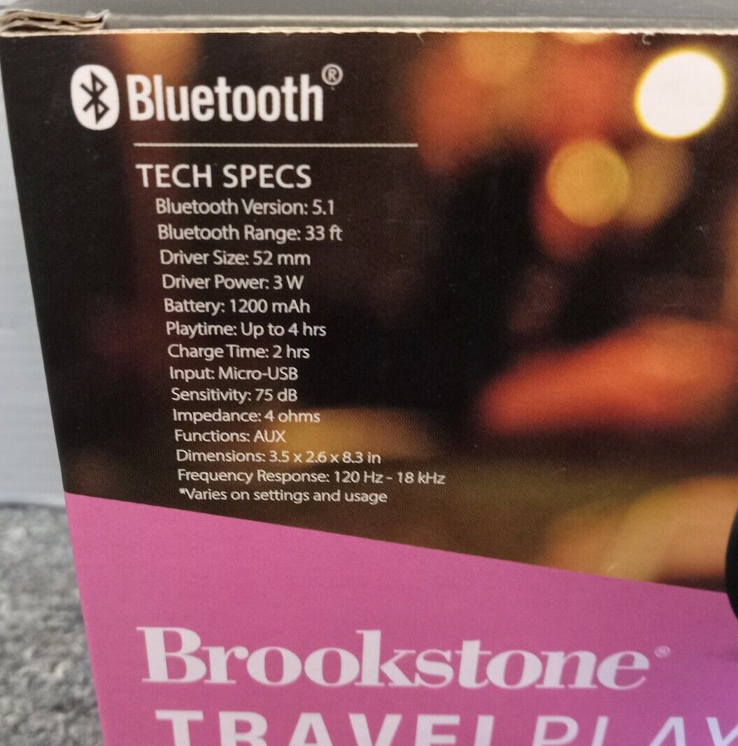 Brookstone Bluetooth Travel Play Wireless LED Speaker - Model ...