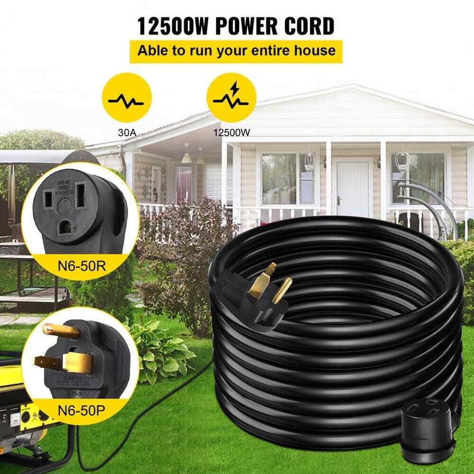 VEVOR 50 ft. Heavy-Duty Outdoor 30 Amp 250-Volt Power Extension ...