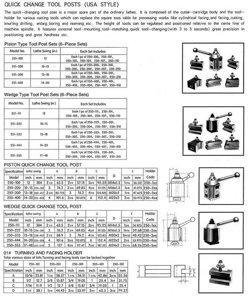OXA Wedge Type Quick Change Tool Post Sets,UP TO 8"! | eBay