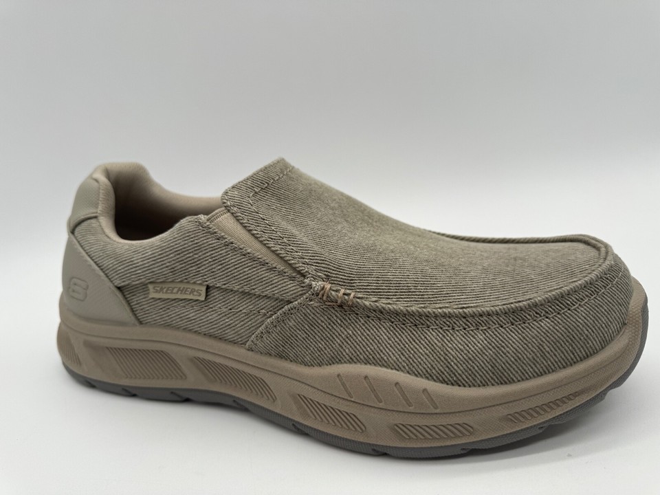 NEW Skechers Cohagen Canvas Slip On Men memory foam Shoe SZ 13 in Taupe ...