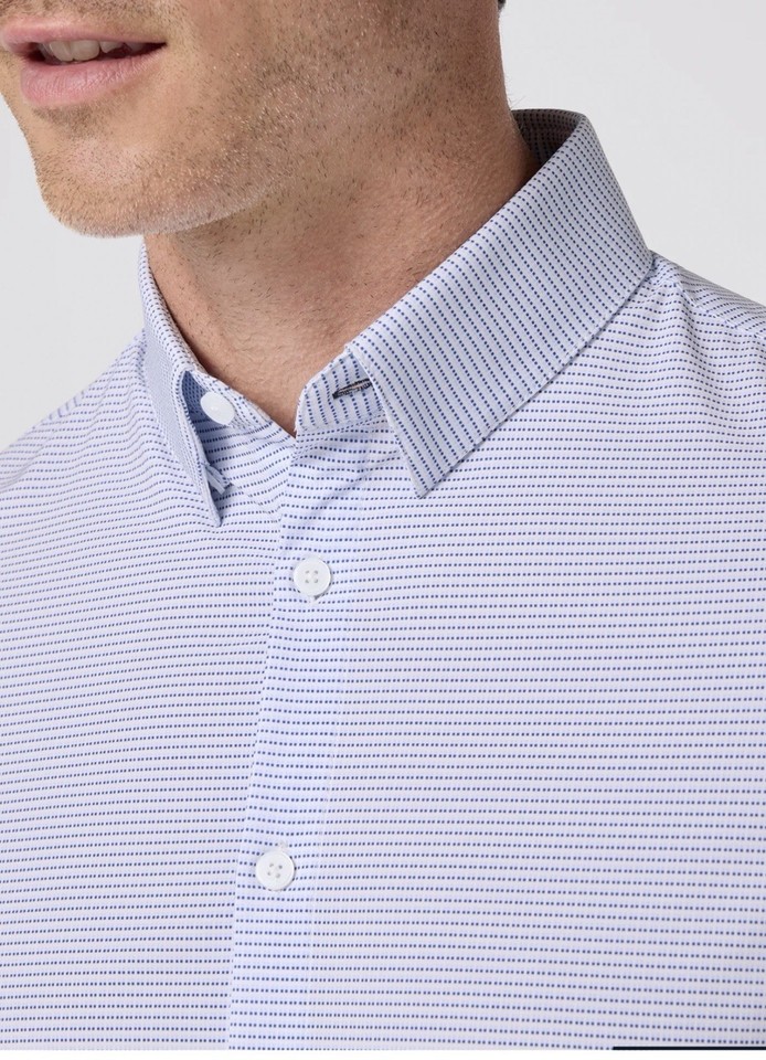 MIZZEN + MAIN Leeward Long Sleeve Dress Shirt Men's S Trim Cobalt Blue ...