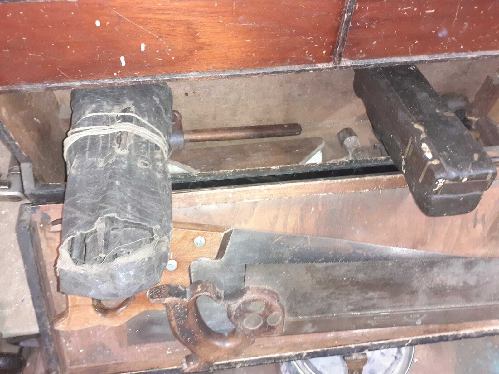 Vintage Joiners Tool Box with Tools including Disston Hand Saw | eBay UK