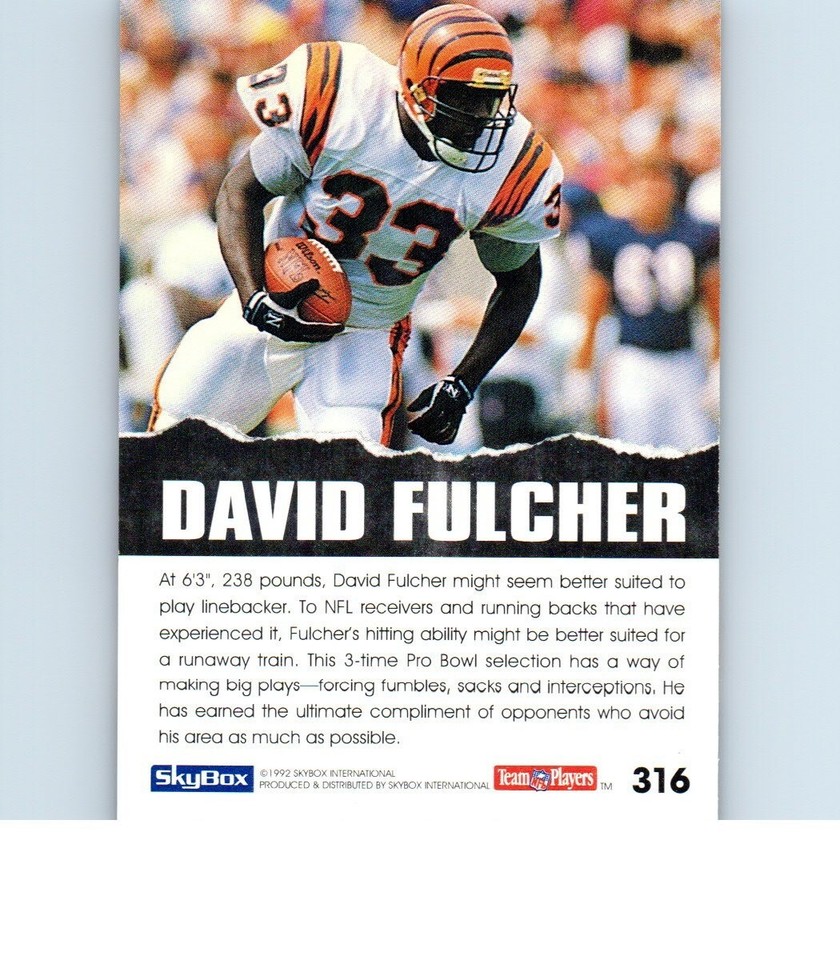 David Fulcher 316 Bengals 1992 Skybox Football Trading Card | eBay