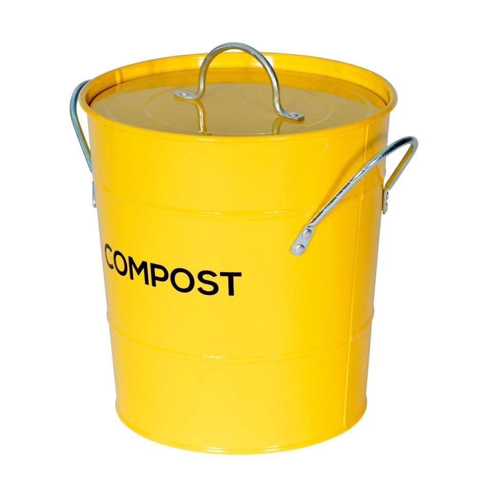 Yellow Compost Caddy & 50x 6L Compostable Bags - Kitchen Compost Bin ...
