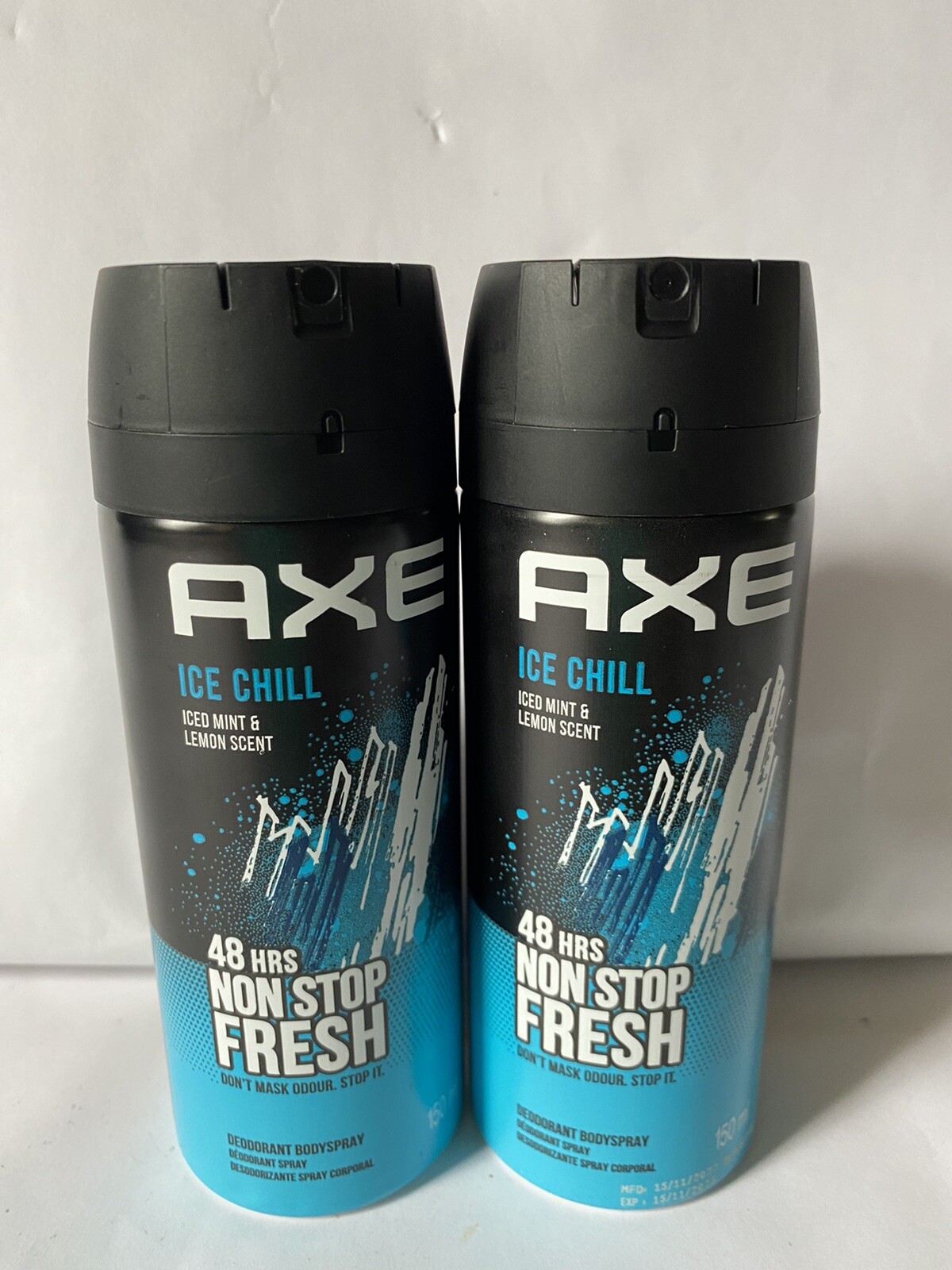 Axe Men's Deodorant Body Spray 2 Pack of 150ml Ice Chill Scent Lemon ...