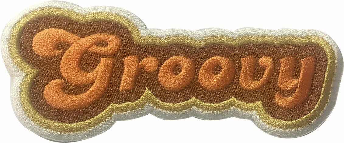 Groovy Patch Patch Est.3.75" x 1.6" Logo Iron On Sewed High Quality Embroidery | eBay