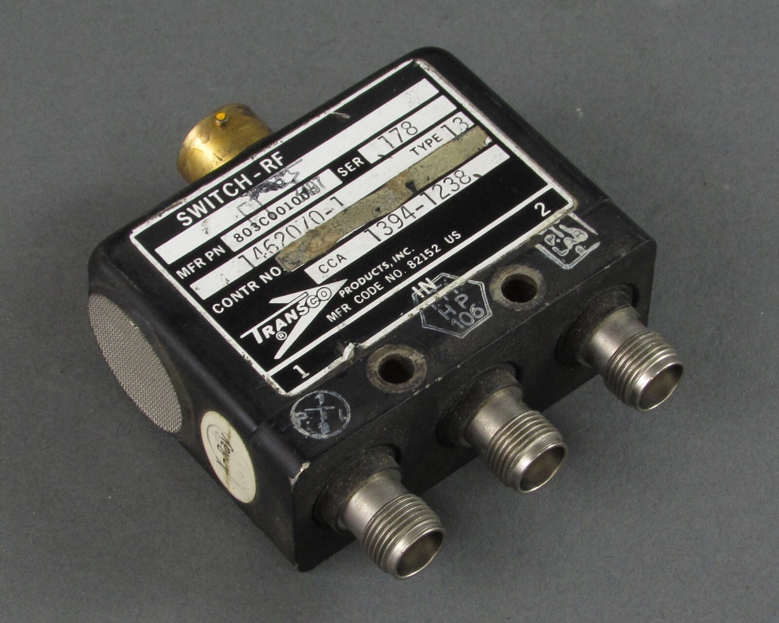 Transco 803C00100 Type 13 RF Switch 1462070-1 - TNC Female | eBay