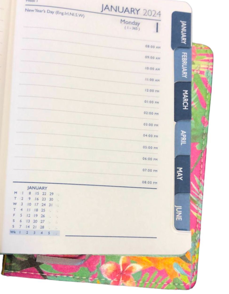 2024 A5 A6 Day to Page Diary Floral Luxury Cover Organise Full Year ...