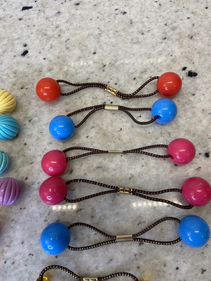Vintage Ball Ties Bead Knocker Ball Ponytail Hair Accessories Mixed Lot ...