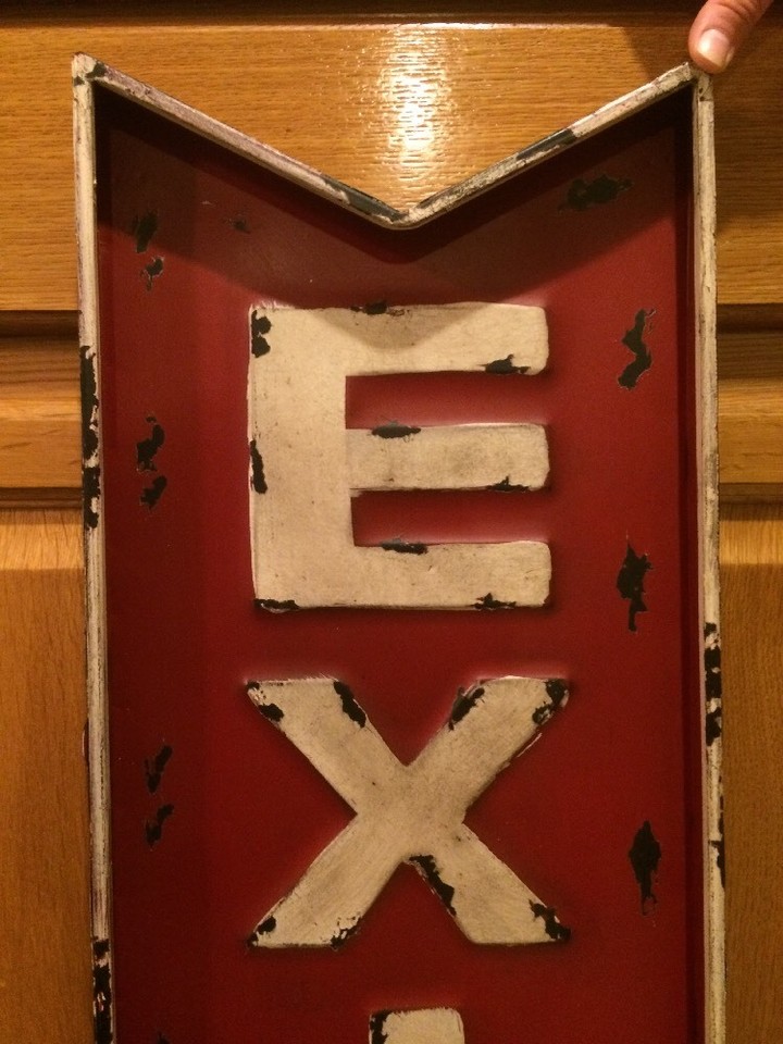 EXIT WAY OUT 32" Metal Red Arrow Sign Theater Garage Vintage Style Wall ...