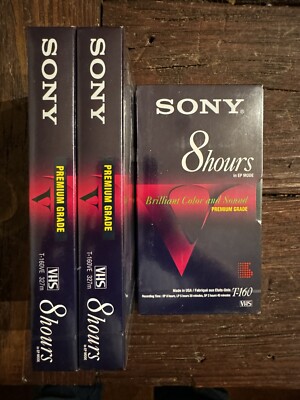 NEW 📼 Sony 8 hrs Blank VHS T-160VE EP Mode Tapes Premium Grade 3-PACK ...