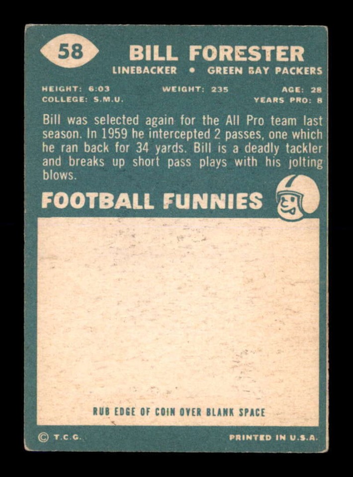 1960 Topps #58 Bill Forester VG X3123964 | eBay