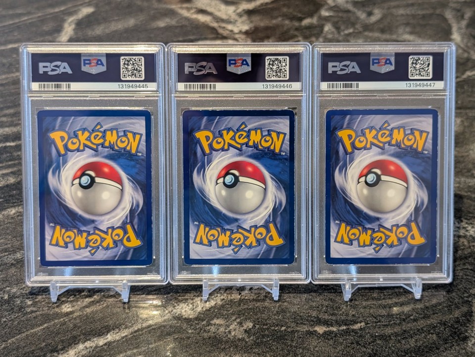 3x 1st edition Shadowless PSA Base Set Bulbasaur Charmander Squirtle ...