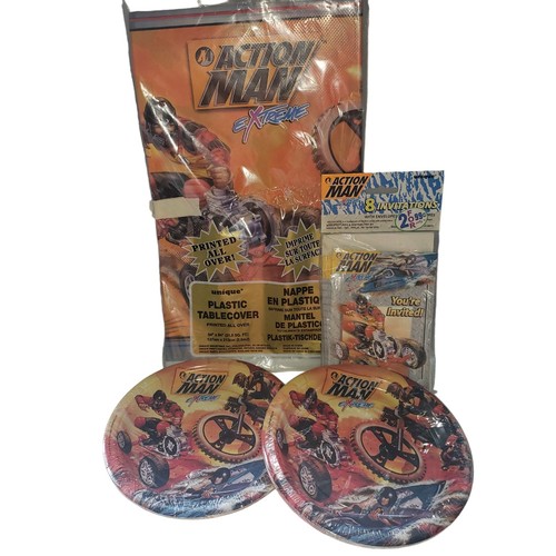 VTG Action Man EXTREME Birthday Party Supplies Plates, Table Cloth ...