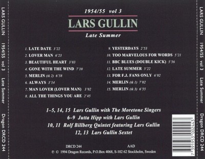LARS GULLIN 1945-1955, VOL. 3: LATE SUMMER NEW CD 7391953002443| eBay