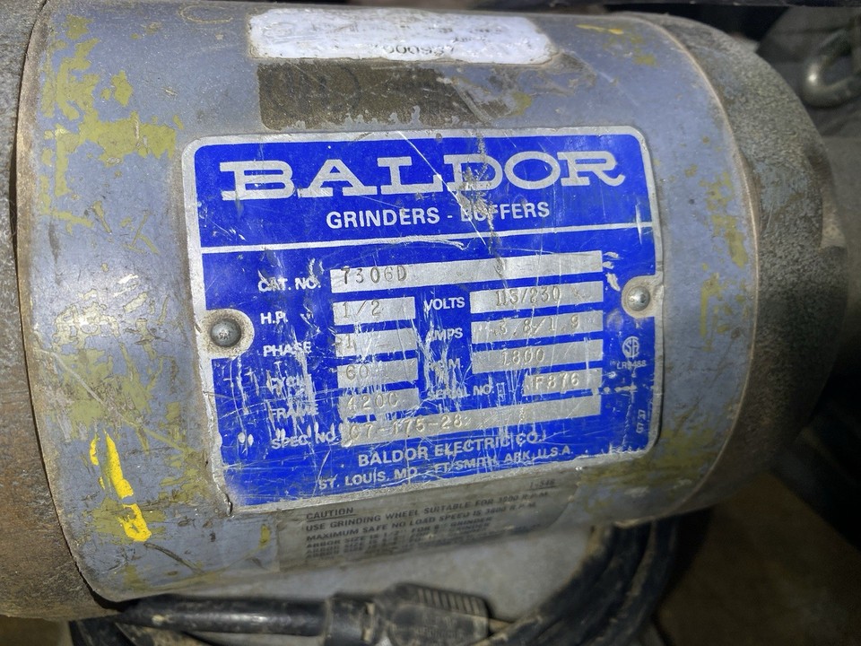 BALDOR BENCH GRINDER 1/2 HP tool grinder very smooth quite grinder USA ...