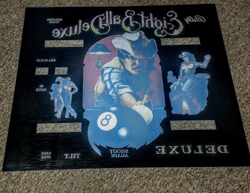 Bally EIGHT BALL DELUXE pinball backglass translite 1984 Machine ...