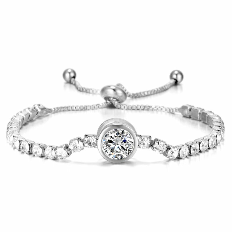 Women's Adjustable Chain Bracelet Rhinestone Crystal Cuff Bangle ...