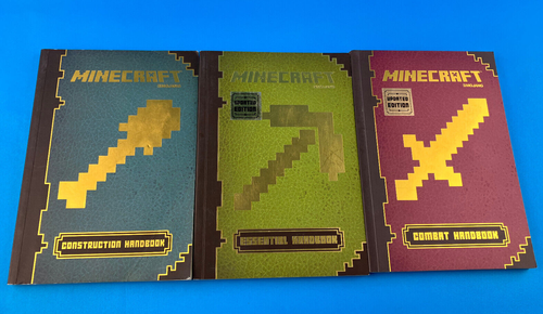 Lot 3 Books Minecraft Mojang Construction Essential Combat Handbook ...