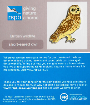 RSPB Pin Badge GNaH Short-eared Owl on grey (2015 Release) P02420 | eBay UK